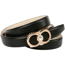 Anthoni Crown Damen Lederg&uuml;rtel, schwarz, Gr. 85, unifarben, Leder, G&uuml;rtel, Femininer Lederg&uuml;rtel, Schlie&szlig;e mit Glitzersteinen