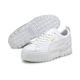 Puma Damen Sneaker "Mayze Classic Sneakers Damen", Gr. 40, wei&szlig;, Obermaterial: Synthetik, Textil, Kuhleder. Futter: Synthetik, Textil. Innensohle: