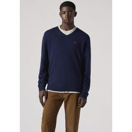 Levi's LEVI'S Herren V-Ausschnitt-Pullover, blau, Gr. M, Strick, Obermaterial: 80% Wolle, 20% Polyamid, Pullover