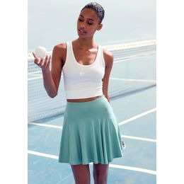 Vivance ACTIVE Damen Skort, grün, Basic, Gr. S, unifarben, Single Jersey, Obermaterial: 95% Viskose, 5% Elasthan, Röcke, Tellerrock mit integrierter