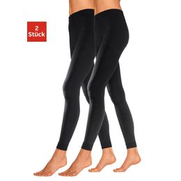 Lavana Damen Thermoleggings, Gr. S, schwarz, Jersey, Obermaterial: 66% Baumwolle, 30% Polyester, 4% Elasthan, unifarben, Basic, Hosen, innen leicht