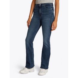 Tommy Jeans Damen Bootcut-Jeans "SYLVIA HGH FLR"denim washed blau schwarz, Gr. 30, unifarben, Denim/Jeans, Obermaterial: 98% Baumwolle, 2% Elasthan,