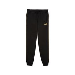 Puma Herren Trainingshose "ESS TAPE MINIMAL GOLD SWEATPANTS FL", schwarz, Gr. S, unifarben, Fleece, Obermaterial: 66% Baumwolle, 34% Polyester, Hosen