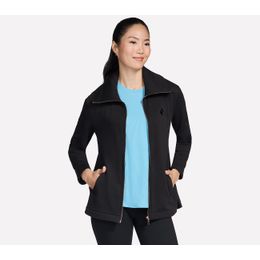 Skechers Damen Trainingsjacke "GOSNUGGLE TUNIC FZ JACKET", schwarz, Gr. M, Obermaterial: 62% Polyester, 35% Baumwolle, 3% Elasthan, Jacken,
