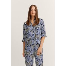 Bugatti Damen Hemdbluse, blau, Gr. 38, Paisley, 100% Viskose, Blusen, aus flie&szlig;ender Viskose