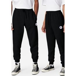 Converse Damen Jogginghose "Converse GO-TO STANDARD FIT CHUCK TAYLOR PATCH PANTS", schwarz, Gr. XS, unifarben, Jersey, Obermaterial: 80% Baumwolle,