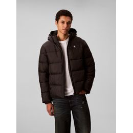 Calvin Klein Herren Steppjacke, schwarz, Gr. L, unifarben, Web, Obermaterial: 100% Polyester, Jacken, Kapuze mit Kordelzug, regular fit