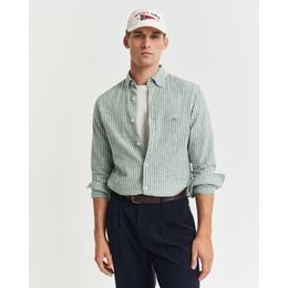 Gant Herren Langarmhemd "REG COTTON LINEN STRIPE SHIRT", gr&uuml;n, Gr. 4XL, Web, Obermaterial: 55% Leinen, 45% Baumwolle, Hemden, leicht, luftig und