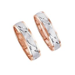 Firetti Damen Trauring "Schmuck Geschenk Gold 375 Hochzeit Ehering Trauring "LIEBE"", 16,5, 0,01 SI = kleine Einschl&uuml;sse mit Brillant, Ros&eacute;gold 375