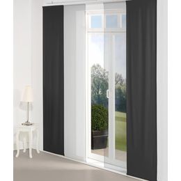 Schiebegardine WIRTH, B:60cm H:225cm, schwarz, Polyester, Wohnzimmer, Gardinen, "Dim out", inkl. Beschwerungsstange