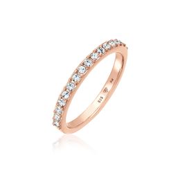 Elli Damen Fingerring "Bandring Memoire 925 Silber, mit Kristallen von Swarovski", 58mm,mit Steinen, Silber 925 (Sterlingsilber), 2,2mm, rosa, Silber