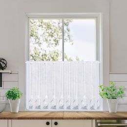 Scheibengardine GERSTER, B:100cm H:45cm, grau, Polyester, K&uuml;che, Gardinen, "Clara, nach Ma&szlig;", SB-Bistro "Clara", nach Ma&szlig;, ma&szlig;genaue Anfertigung