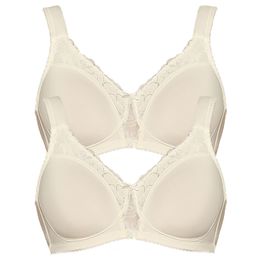 Viania Damen Soft-BH "2er Pack Soft BH Helga", Gr. 100cream cream, Stoff, Obermaterial: 68% Polyester PES. 13% Elasthan EL. 12% Baumwolle CO. 7%