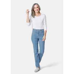 GOLDNER Damen Regular-fit-Jeans "Kurzgr&ouml;&szlig;e Damen Jeans Slim Fit LOUISA mit Stretch-Anteil", blau, Gr. 21, Obermaterial: 70% Baumwolle CO. 27%
