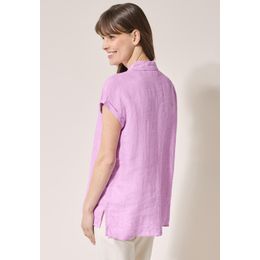 Cecil Damen Kurzarmblusechambray light magenta, Gr. XL, unifarben, Web, 100% Leinen, Blusen, mit Seitlichen Einschlitzen am Saum