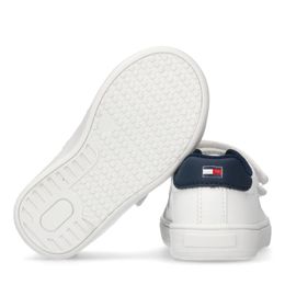 Tommy Hilfiger Damen Sneaker, Gr. 27, wei&szlig;, Synthetik, Schuhe, Klettschuh, Freizeitschuh mit Logoverzierung