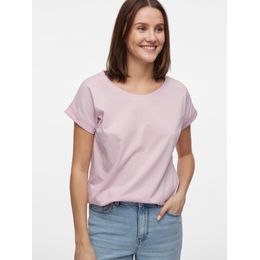 Vila Damen Rundhalsshirt "VIDREAMERS NEW PURE T-SHIRT/SU-NOOS", rosa, Gr. M, unifarben, Jersey, Obermaterial: 50% Baumwolle, 50% Polyester, Shirts,