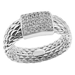 Fingerring Firetti "Schmuck Geschenk Silber 925 Damenring Ring Milanaise" Gr. 62, silberfarben, kristallwei&szlig;, Fingerringe, Damen, 62, Silber 925 (Sterlingsilber), 6,5mm, Fingerring, mit Zirkonia (synth.)