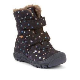froddo M&auml;dchen Winterstiefel "LINZ WOOL TEX HIGH", Gr. 25, blau, Veloursleder, Glitzermuster, Schuhe, Klettstiefel, Snowboots mit Wollfutter