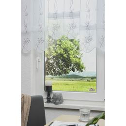 Scheibengardine, B:210cm H:95cm, rot, Stickereien Plauen, Voile, Polyester, Gardinen, "Kiara"