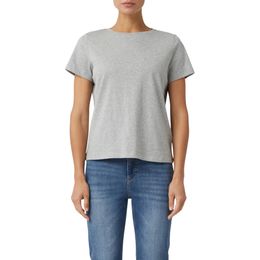 comma, Damen T-Shirt, grau, Gr. 34, COMMA CASUAL IDENTITY, meliert, Single Jersey, Obermaterial: 100% Baumwolle, Shirts, mit Rundhalsausschnitt, Regular Fit