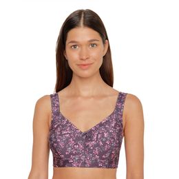 SuSa Damen B&uuml;gelloser BH "Entlastungs BH Prints", Gr. 95, lila, Stoff, Obermaterial: 44% Baumwolle CO. 42% Polyester PES. 7% Polyamid PA. 7% Elasthan