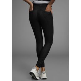 Arizona Damen Jogg Pants "High Waist", schwarz, Basic, Gr. 38, Jersey, Obermaterial: 62% Baumwolle, 28% Polyester, 10% Elasthan, Jeans, extra-eng