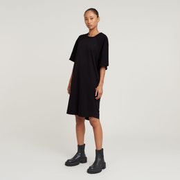 G-Star Raw G-STAR Damen Shirtkleid "Saddle sl loose t dress wmn", schwarz, Gr. L, unifarben, Web, Obermaterial: 100% Baumwolle, Kleider, mit Logo Stickerei