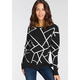 Laura Scott Damen Jacquardpullover, schwarz-wei&szlig;, Gr. 34, Jacquardmuster, Feinstrick, Obermaterial: 50% Viskose, 28% Polyester, 22% Polyamid,