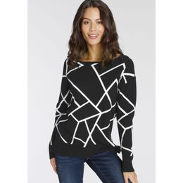 Laura Scott Damen Jacquardpullover, schwarz-wei&szlig;, Gr. 34, Jacquardmuster, Feinstrick, Obermaterial: 50% Viskose, 28% Polyester, 22% Polyamid,