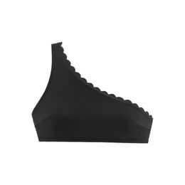 Lascana Damen Bustier-Bikini-Top "Scallop", schwarz, Gr. 32, unifarben, Microfaser, Polyamid, Bikini-Oberteile, in One-Shoulder-Form