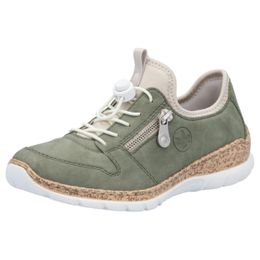 Rieker Damen Slip-On Sneaker, Gr. 39, gr&uuml;n, Lederimitat, Textil, Schuhe, Freizeitschuh, Halbschuh, Slipper mit leichter Laufsohle