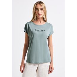 Street One Damen T-Shirt, blau, Gr. 38, bedruckt, Web, 50% Baumwolle, 50% Modal, Shirts, im soften Baumwoll-Mix