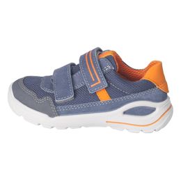 Ricosta M&auml;dchen Sneaker "RIDER WMS: Mittel", Gr. 26, blau, Textil, Veloursleder, Schuhe, Freizeitschuh mit Klettverschluss, Gr&ouml;&szlig;enschablone zum