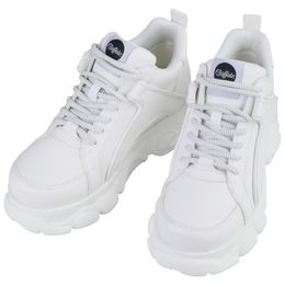 Buffalo Damen Plateausneaker "CORIN", Gr. 40, weiß, Lederimitat, Schuhe, Schnürschuh, Freizeitschuh, Ugly Sneaker mit typischer Plateausohle
