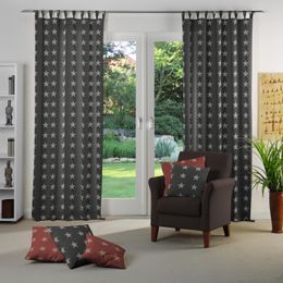 Vorhang WIRTH, B:132cm H:175cm, grau, Jacquard, Baumwolle, Polyester, Wohnzimmer, Gardinen, "FELINO"