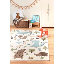 Kinderteppich Sigikid, B:200cm H:13mm L:290cm, beige, Kunstfaser, Teppiche, "Forest", Wald Tiere Design, Kurzflor