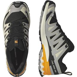 Laufschuh Salomon "XA PRO 3D V9", Damen, Gr. 42,5, schwarz (schwarz, gull, turmeric), Synthetik, Textil, Schuhe Laufschuh