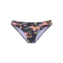 Lascana Damen Bikini-Hose "Malia", grau, Gr. 34, bedruckt, floral, Microfaser, Microfaser, Polyamid, Badehosen, mit Umschlagbund mit tropischem Print