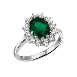 Firetti Damen Fingerring "Schmuck Geschenk Silber 925 Damenring Lady D Diana Royal", 54, Silber 925 (Sterlingsilber), 2,1mm, gr&uuml;n, Silber 925