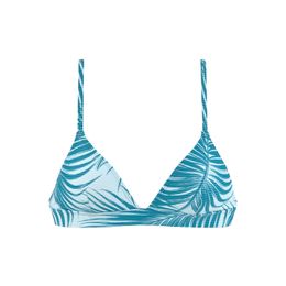 active by Lascana LASCANA ACTIVE Damen Triangel-Bikini-Top "Coal", blau, Gr. 32, bedruckt, gestreift, Recycling-Polyamid, Bikini-Oberteile, in Bralette-Form