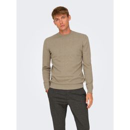 Only & Sons ONLY & SONS Herren Strickpullover "ONSLOUI REG 12 MEL CREW KNIT NOOS", beige, Gr. XL, meliert, Strick, Obermaterial: 60% Baumwolle, 20% Nylon, 20%