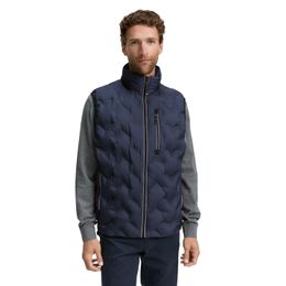 Tom Tailor Herren Steppweste, blau, Gr. XXXL, Strukturmuster, Obermaterial: 100% Polyester. Futter: 100% Polyester, Westen, mit Rei&szlig;verschluss Taschen