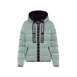 SOCCX Damen Winterjackefrosted lake, Gr. XXL, unifarben, Steppware, Material Oberstoff: 100% Polyester, Beschichtung: 100% Polyurethan, Futter: 100%