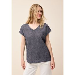 Cecil Damen T-Shirt, blau, Gr. XL, bedruckt, Stoff, 91% Polyester, 9% Elasthan, Shirts, mit abgerundetem V-Ausschnitt