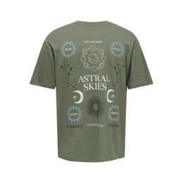 Only & Sons ONLY & SONS Damen T-Shirt "ONSKEANE RLX SS PRINT TEE NOOS"castor gray print:astral skies, Gr. XXL, bedruckt, Jersey, Obermaterial: 100% Baumwolle,
