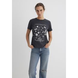 Mavi Damen T-Shirt "ASTROLOGY PRINTED TSHIRT"phantom, Gr. XS, 100% Baumwolle, Shirts, Print T-Shirt
