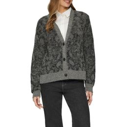 s.Oliver Damen Strickjacke, grau, Gr. 44, gemustert, Strick, Obermaterial: 58% Polyacryl, 25% Polyester, 7% Alpaka, 7% Wolle, 2% metallisierte