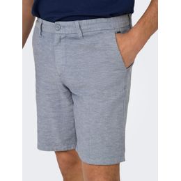 Only & Sons ONLY & SONS Herren Chinoshorts "ONSMARK 0011 COTTON LINEN SHORTS NOOS", grau, Gr. L, unifarben, Web, Obermaterial: 73% Baumwolle, 25% Leinen, 2%