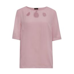 GOLDNER Damen Kurzarmbluse "Kurzgröße Feminine Bluse mit aufregender Ausschnittlösung", rosa, Gr. 23, Obermaterial: 100% Polyester PES., Blusen